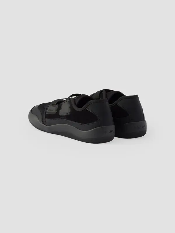 Prada Speedrock Technical Mesh And Leather Sneakers - Black