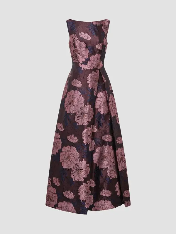 KAY UNGER Caitlin Floral Jacquard Fit & Flare Gown - Primrose Multi
