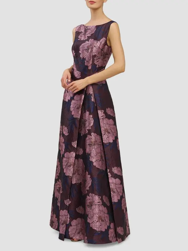 KAY UNGER Caitlin Floral Jacquard Fit & Flare Gown