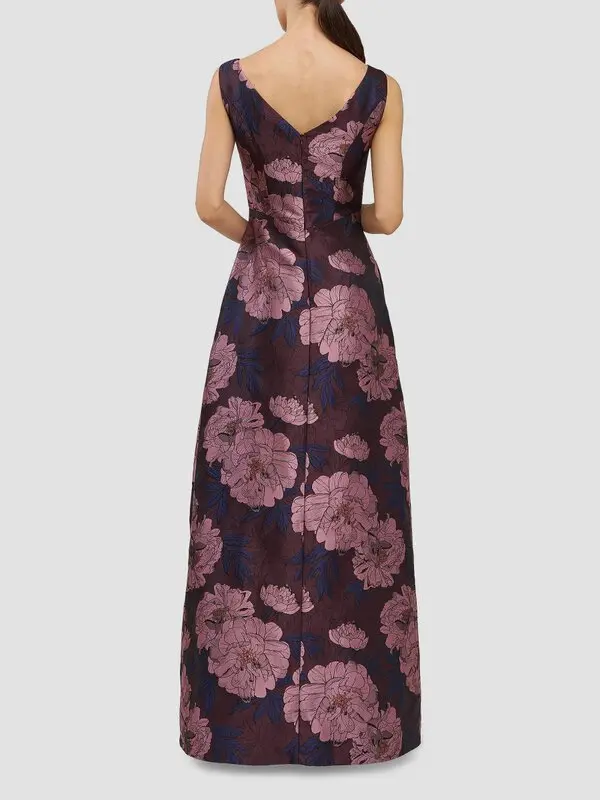 KAY UNGER Caitlin Floral Jacquard Fit & Flare Gown