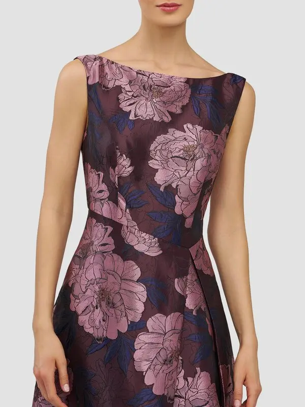 KAY UNGER Caitlin Floral Jacquard Fit & Flare Gown