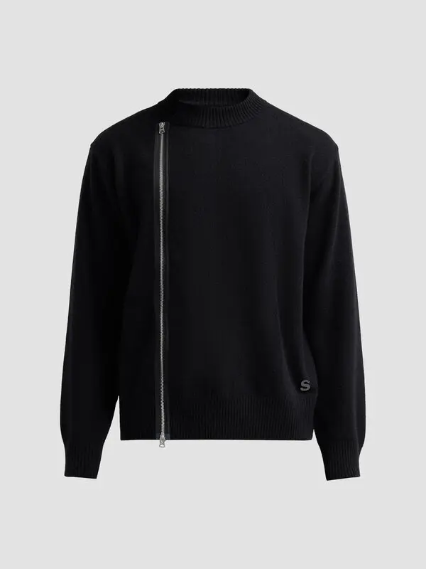 Sacai Asymmetric Zip Wool Knit Sweater