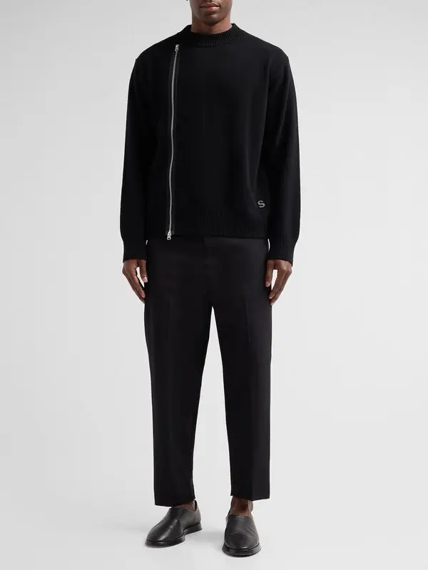 Sacai Asymmetric Zip Wool Knit Sweater