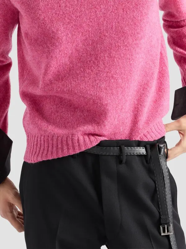 Prada Shetland Wool Crewneck Sweater - Pink