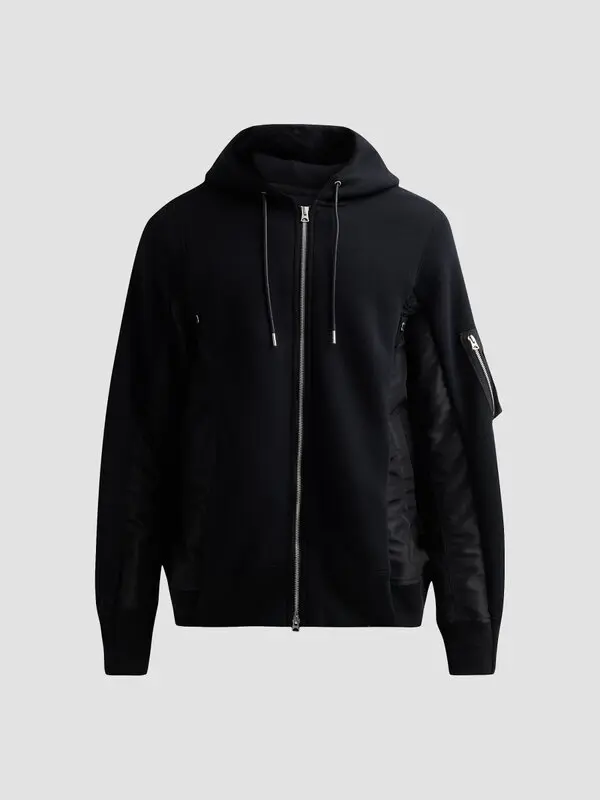 Sacai Sponge Sweat X Nylon Twill Hoodie - Black