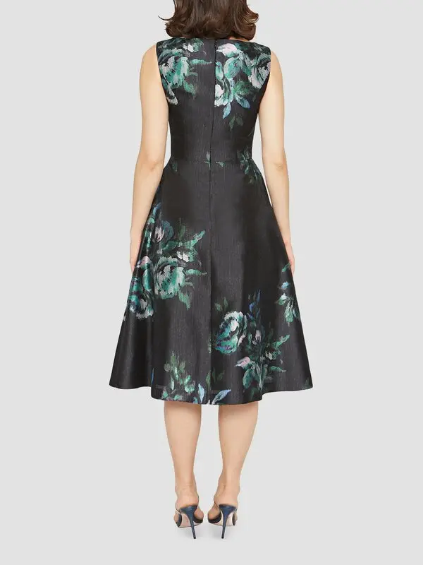 KAY UNGER Brooke Floral Mikado Fit & Flare Midi-dress