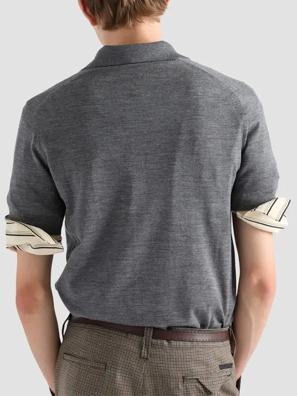 Prada Superfine Wool Polo Shirt - Grey