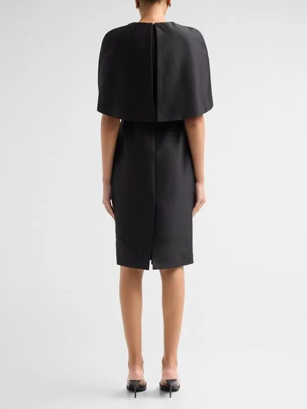 Badgley Mischka Mikado Cape-shoulder Sheath Dress
