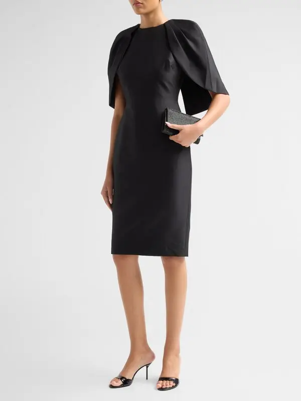 Badgley Mischka Mikado Cape-shoulder Sheath Dress