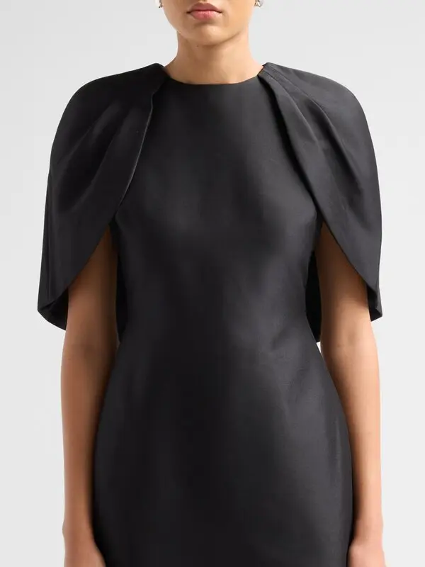 Badgley Mischka Mikado Cape-shoulder Sheath Dress