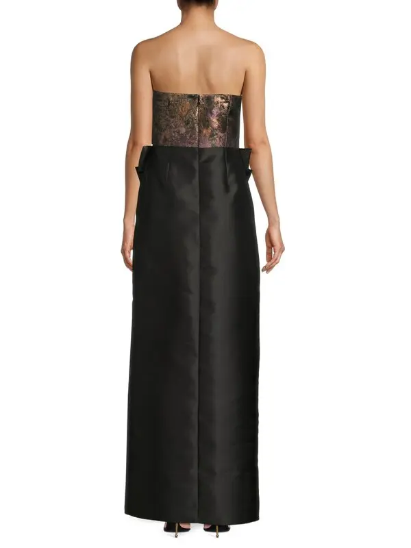 KAY UNGER Vanessa Metallic Strapless Column Gown