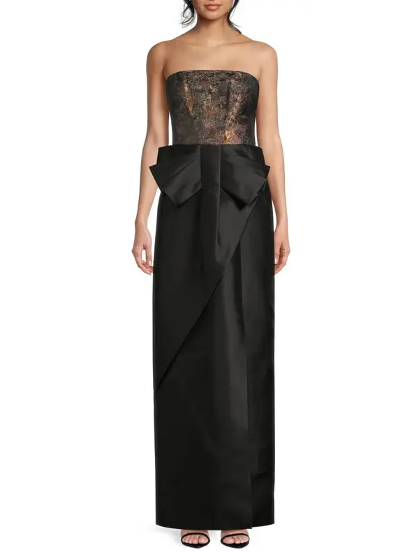 KAY UNGER Vanessa Metallic Strapless Column Gown