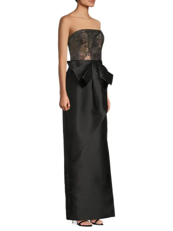 KAY UNGER Vanessa Metallic Strapless Column Gown