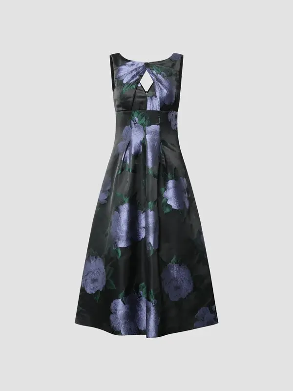 KAY UNGER Mia Floral Jacquard Tea-length Cocktail Dress