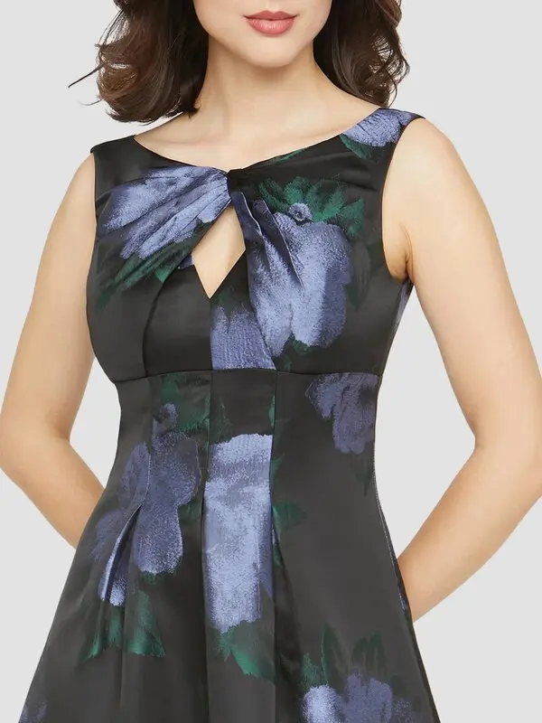 KAY UNGER Mia Floral Jacquard Tea-length Cocktail Dress