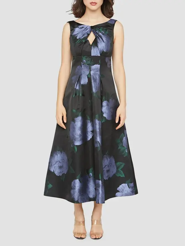KAY UNGER Mia Floral Jacquard Tea-length Cocktail Dress