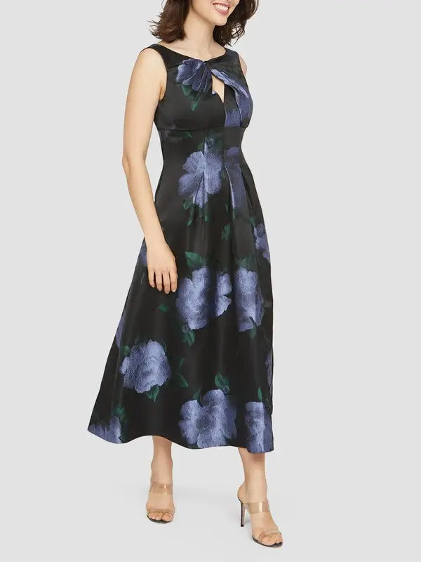 KAY UNGER Mia Floral Jacquard Tea-length Cocktail Dress