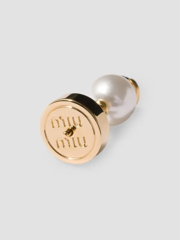 Miu Miu Metal And Pearl Earrings