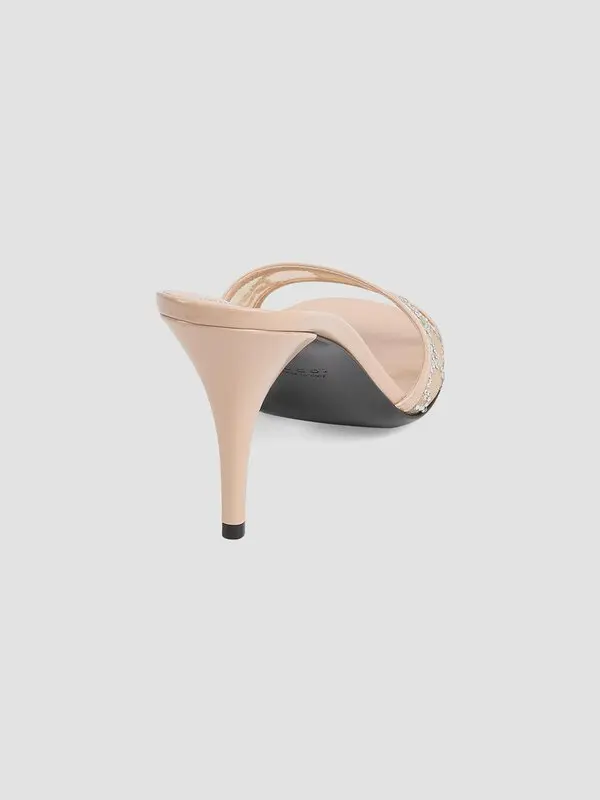 Gucci Erin 85mm Gg Crystal Mesh Sandals - Shell