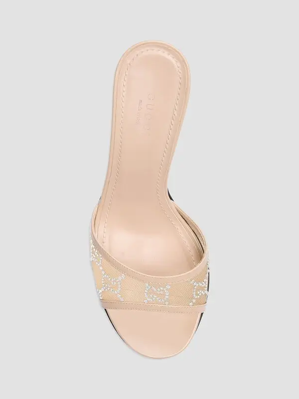 Gucci Erin 85mm Gg Crystal Mesh Sandals - Shell
