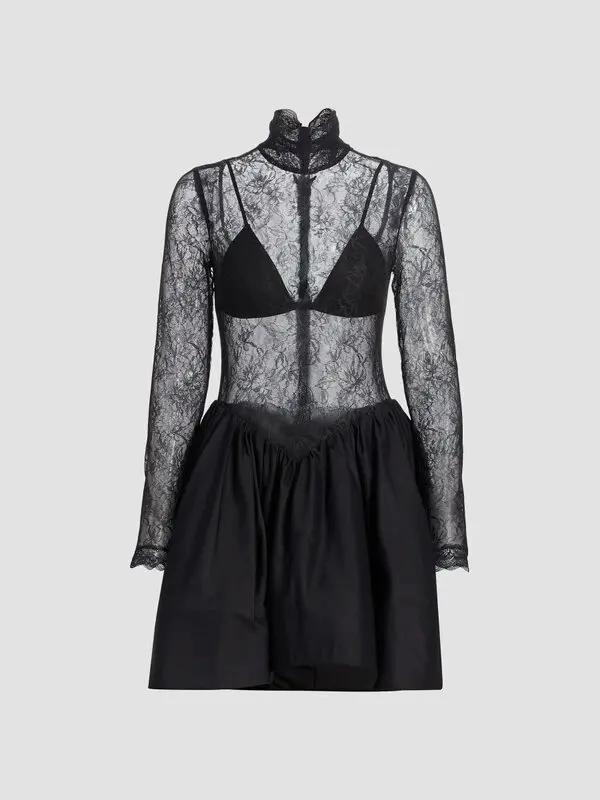 Bcbgmaxazria Stretch Lace Bubble Minidress - Black