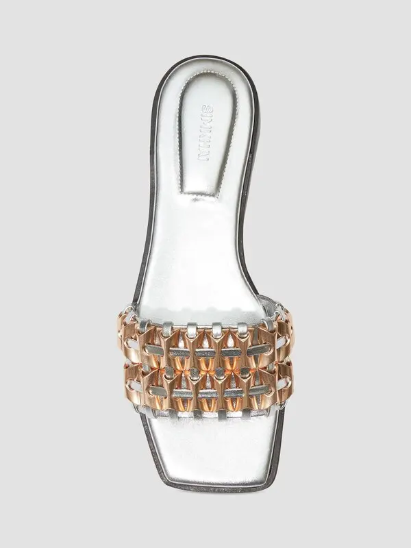Simkhai Faye Beaded Metallic Leather Flats