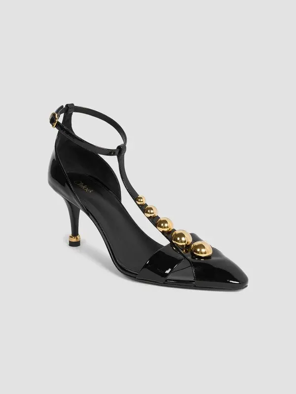 Chloé Cleia 70mm Studded Patent Leather Pumps