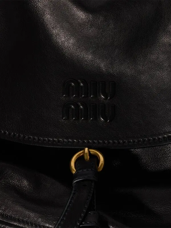 Miu Miu Leather Hobo Bag - Black