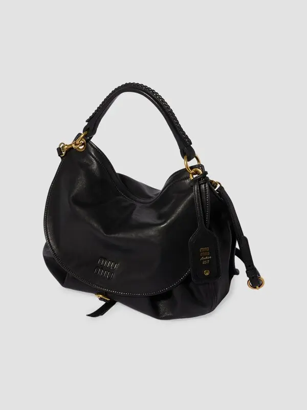 Miu Miu Leather Hobo Bag - Black