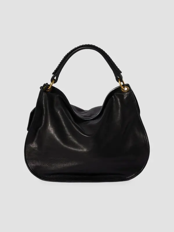 Miu Miu Leather Hobo Bag - Black