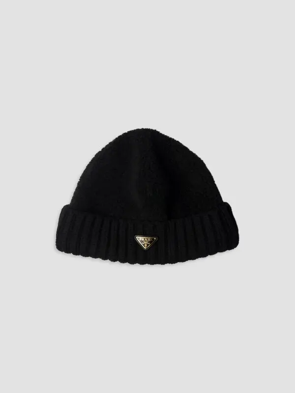 Prada Fleece And Wool Beanie - Black
