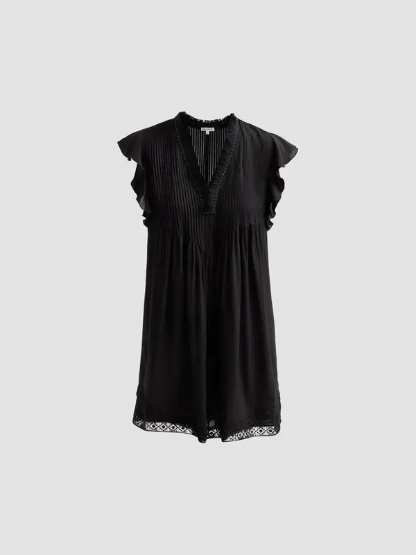 Poupette St Barth Sasha Ruffled Pleated Minidress