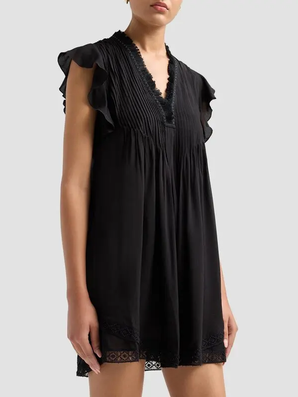Poupette St Barth Sasha Ruffled Pleated Minidress