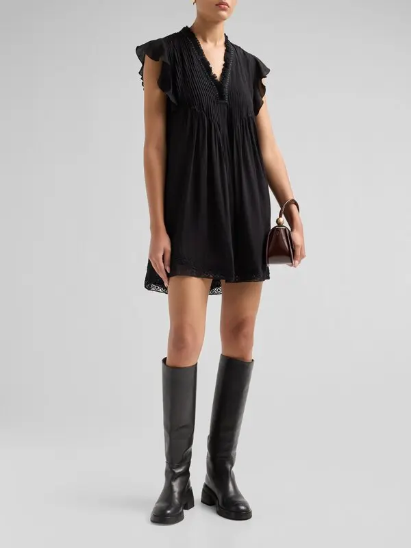 Poupette St Barth Sasha Ruffled Pleated Minidress