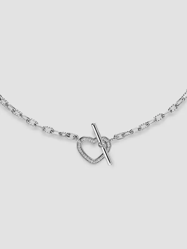 David Yurman Madison Heart Toggle Chain Necklace In Sterling - Diamond
