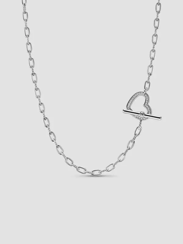 David Yurman Madison Heart Toggle Chain Necklace In Sterling - Diamond