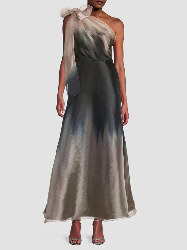KAY UNGER Victoria Ombré Organza One-shoulder Gown