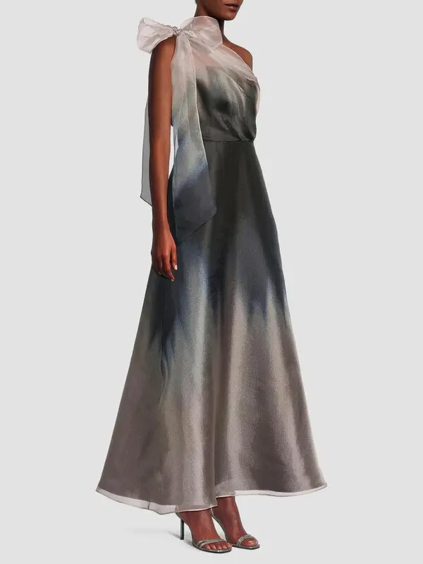 KAY UNGER Victoria Ombré Organza One-shoulder Gown