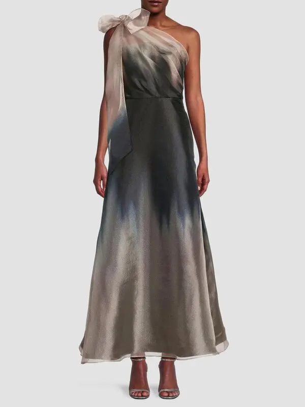 KAY UNGER Victoria Ombré Organza One-shoulder Gown