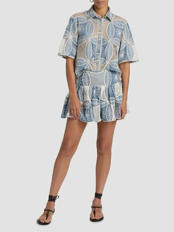 Poupette St Barth Colleen Embellished Cotton Miniskirt