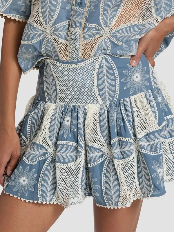 Poupette St Barth Colleen Embellished Cotton Miniskirt