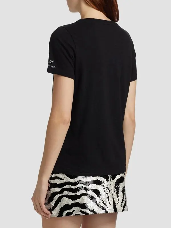 Cinq À Sept Bonjour Mon Amour' Embellished Eiffel Tower Cotton T-shirt