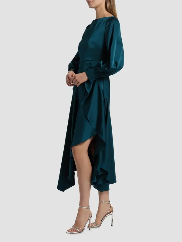Theia Florence Asymmetric Handkerchief Midi-dress
