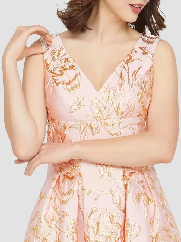KAY UNGER Saylor Rose Jacquard Tea-length Cocktail Dress