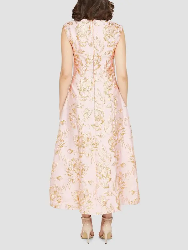 KAY UNGER Saylor Rose Jacquard Tea-length Cocktail Dress