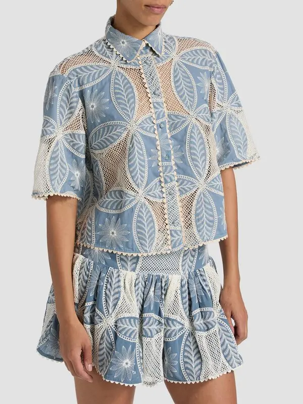 Poupette St Barth Java Embellished Button-front Shirt