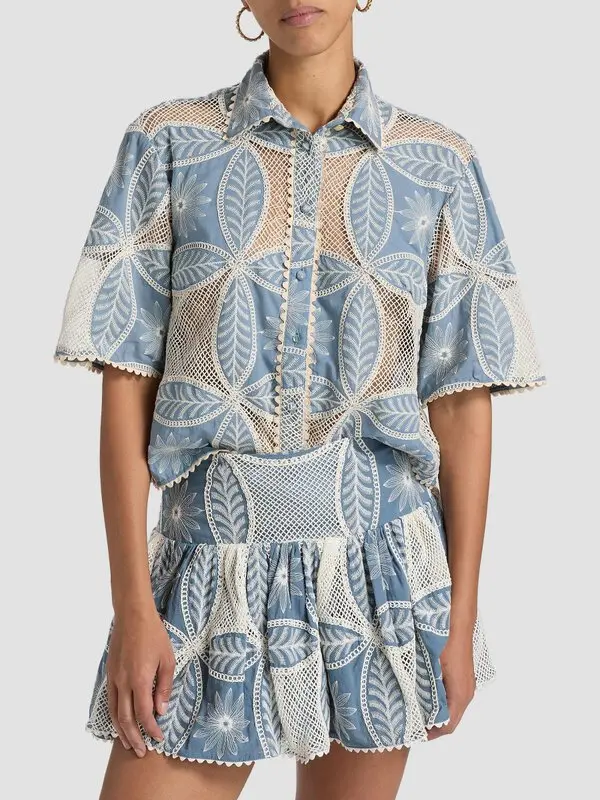 Poupette St Barth Java Embellished Button-front Shirt