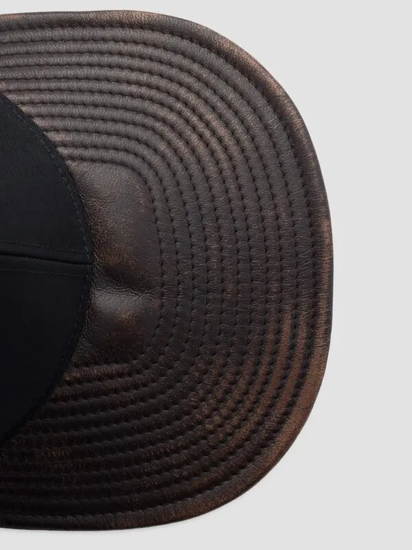 Prada Technical Cotton And Leather Baseball Cap