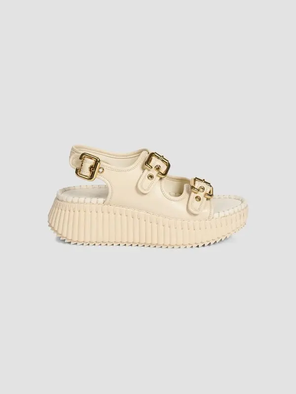 Chloé Nama 50mm Suede Flatform Sandals - Eggshell