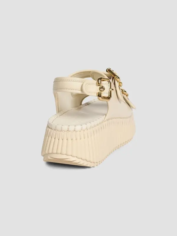 Chloé Nama 50mm Suede Flatform Sandals - Eggshell